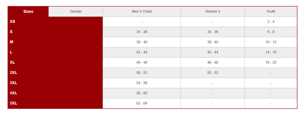 JEERZES Sizing Chart – Hilltoppers Spirit Store